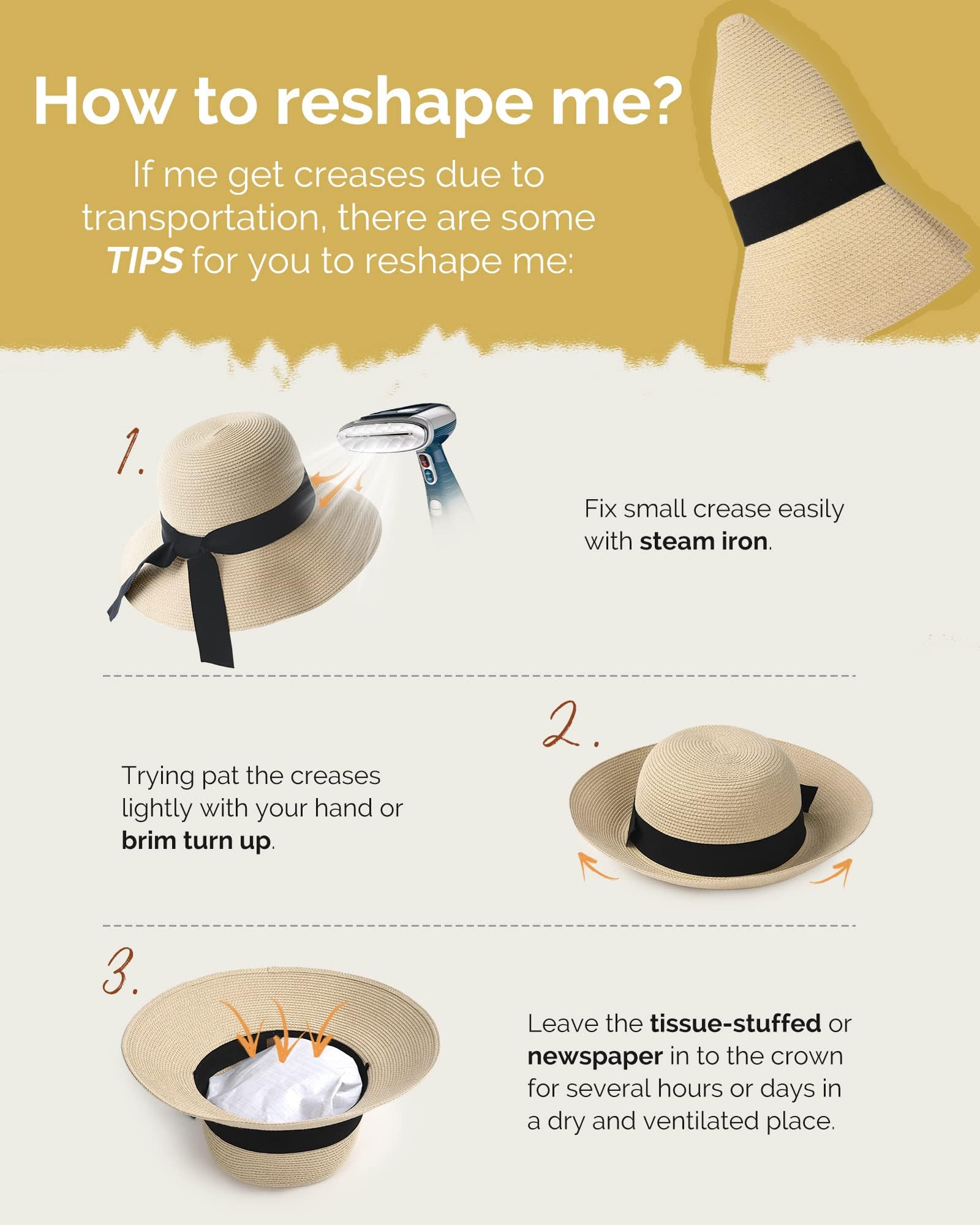 FURTALK Womens Beach Sun Straw Hat UV UPF50 Travel Foldable Brim Summer UV Hat Mixed Beige