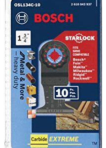 BOSCH OSL134C-10 10-Pack 1-3/4 In. Starlock Oscillating Multi Tool Metal & More Carbide Extreme Plunge Cut Blades for Cutting Iron Bar, Metal, Wood with Nails, Drywall and Tile