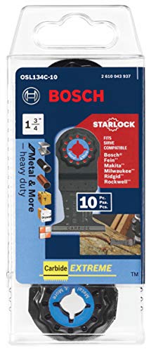 BOSCH OSL134C-10 10-Pack 1-3/4 In. Starlock Oscillating Multi Tool Metal & More Carbide Extreme Plunge Cut Blades for Cutting Iron Bar, Metal, Wood with Nails, Drywall and Tile