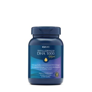 gnc triple strength dha 1000 mini, 90 mini softgels, for join, skin, eye, and heart health