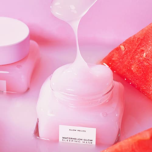 Glow Recipe Mini Watermelon Sleeping Mask - Hydrating, Pore Refining Overnight Face Mask with AHAs, Hyaluronic Acid + Pumpkin Seed Extract - Anti-Aging Gel Mask for Soft, Glowing Skin (30ml / 1oz)