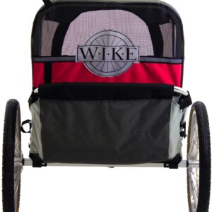 WIKE Children's Junior Bike Trailer: for 1-2 Kids Under 3'10"/100lbs max - Built-in roll cage, Stainless Steel towbar, 5-Point Restraints, Large Cargo Space, roll-up Bug and rain Screens, Safety Flag