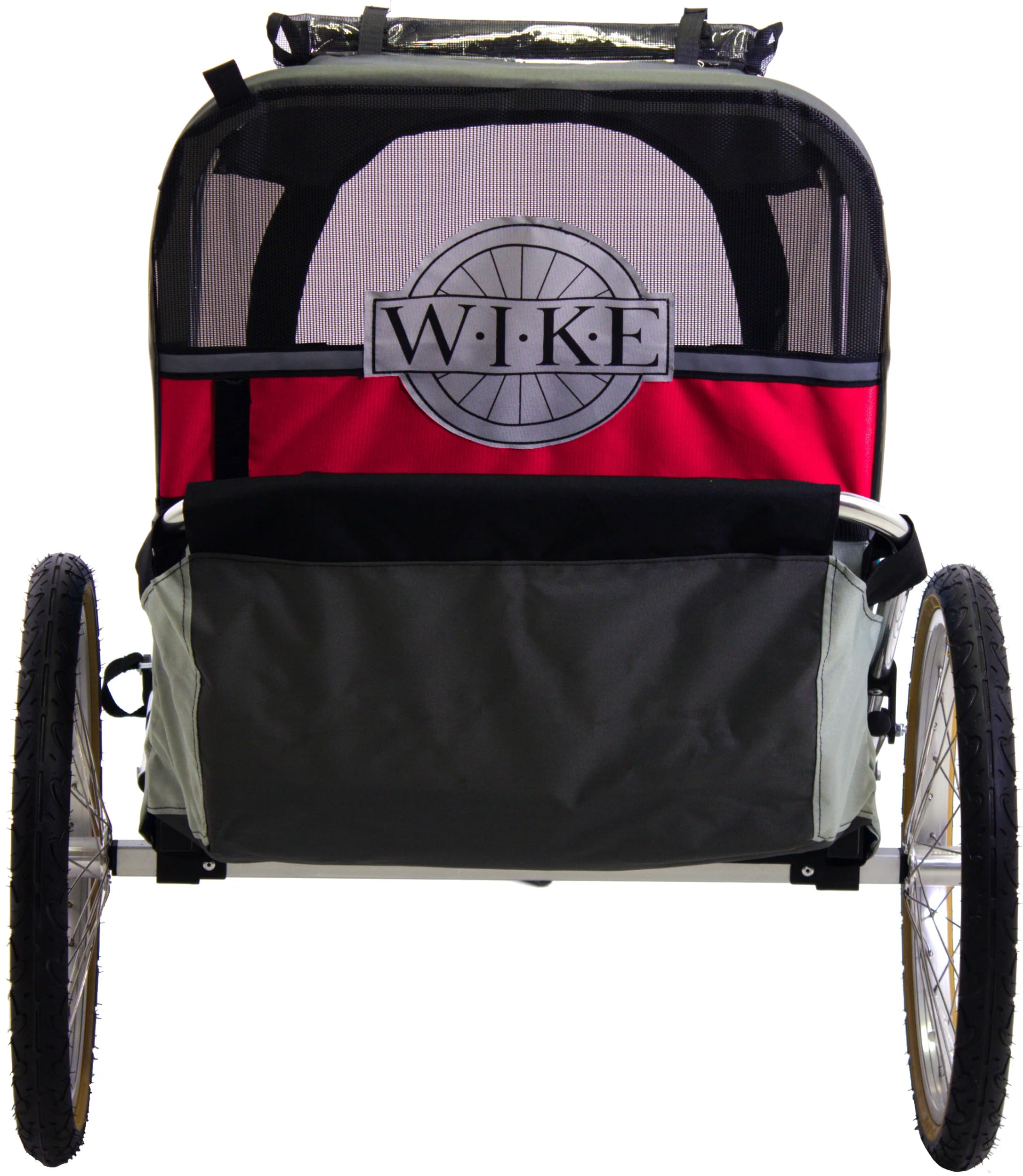 WIKE Children's Junior Bike Trailer: for 1-2 Kids Under 3'10"/100lbs max - Built-in roll cage, Stainless Steel towbar, 5-Point Restraints, Large Cargo Space, roll-up Bug and rain Screens, Safety Flag