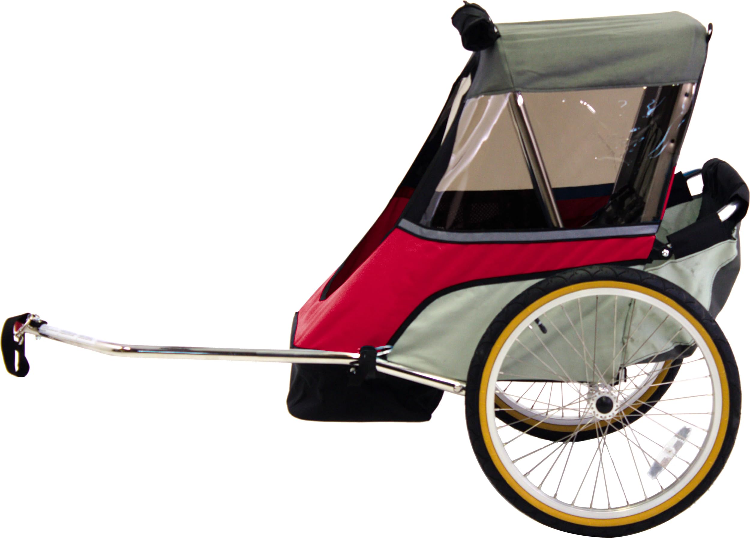 WIKE Children's Junior Bike Trailer: for 1-2 Kids Under 3'10"/100lbs max - Built-in roll cage, Stainless Steel towbar, 5-Point Restraints, Large Cargo Space, roll-up Bug and rain Screens, Safety Flag