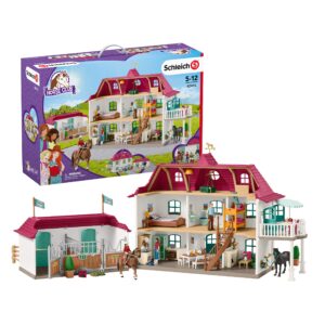 schleich horse club 70-piece lakeside country dollhouse and horse stable playset for kids ages 5-12