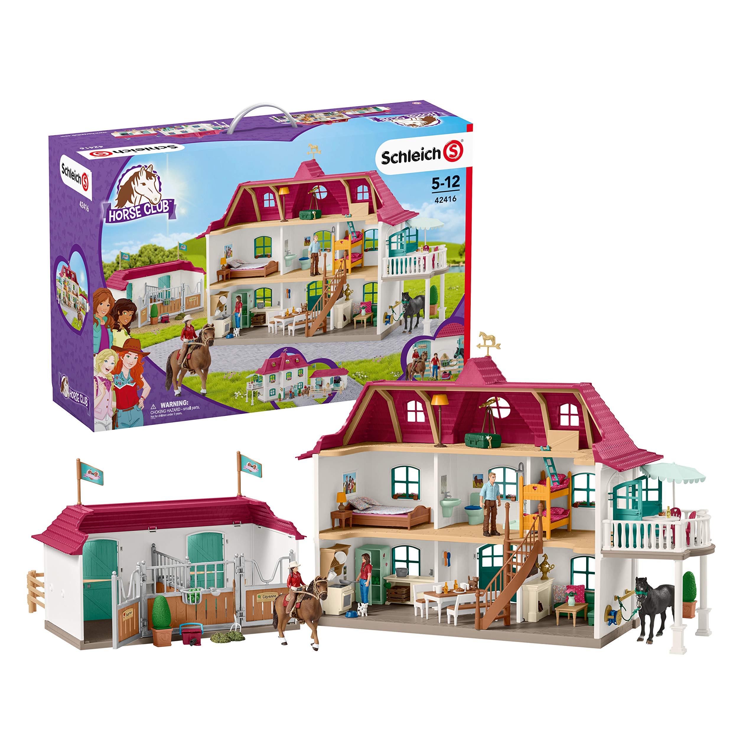 Schleich Horse Club 70-Piece Lakeside Country Dollhouse and Horse Stable Playset for Kids Ages 5-12