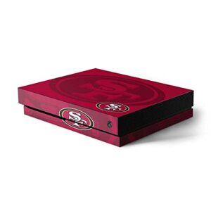 skinit decal gaming skin compatible with xbox one x console - officially licensed nfl san francisco 49ers double vision design