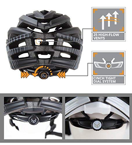 Demon Bike Helmet, 11.5 OZ Weightless Edition, 25 High Flow Air Vents, Removable Visor, Washable Fit Pads, Patented Fidlock Self Closing Buckle