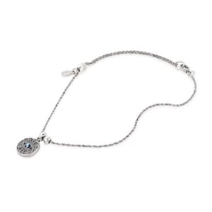 alex and ani path of symbols adjustable anklet for women, evil eye charm, rafaelian silver finish, 11.5 in