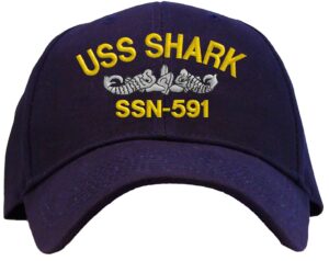 spiffy custom gifts uss shark ssn-591 embroidered pro sport baseball cap navy