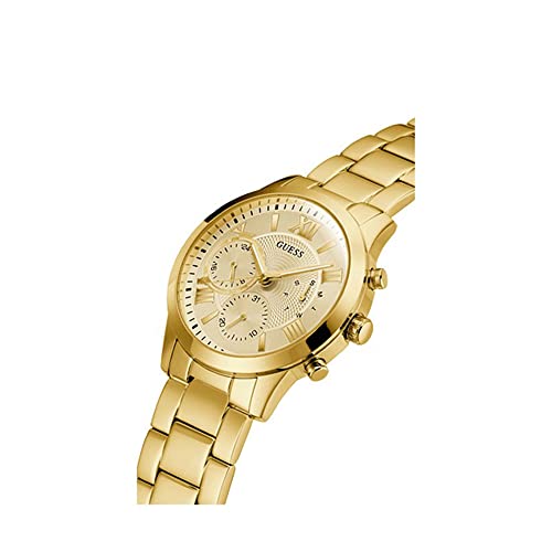 GUESS Womens Multi Dial Watch Solar with Stainless Steel Strap, Gold, Bracelet