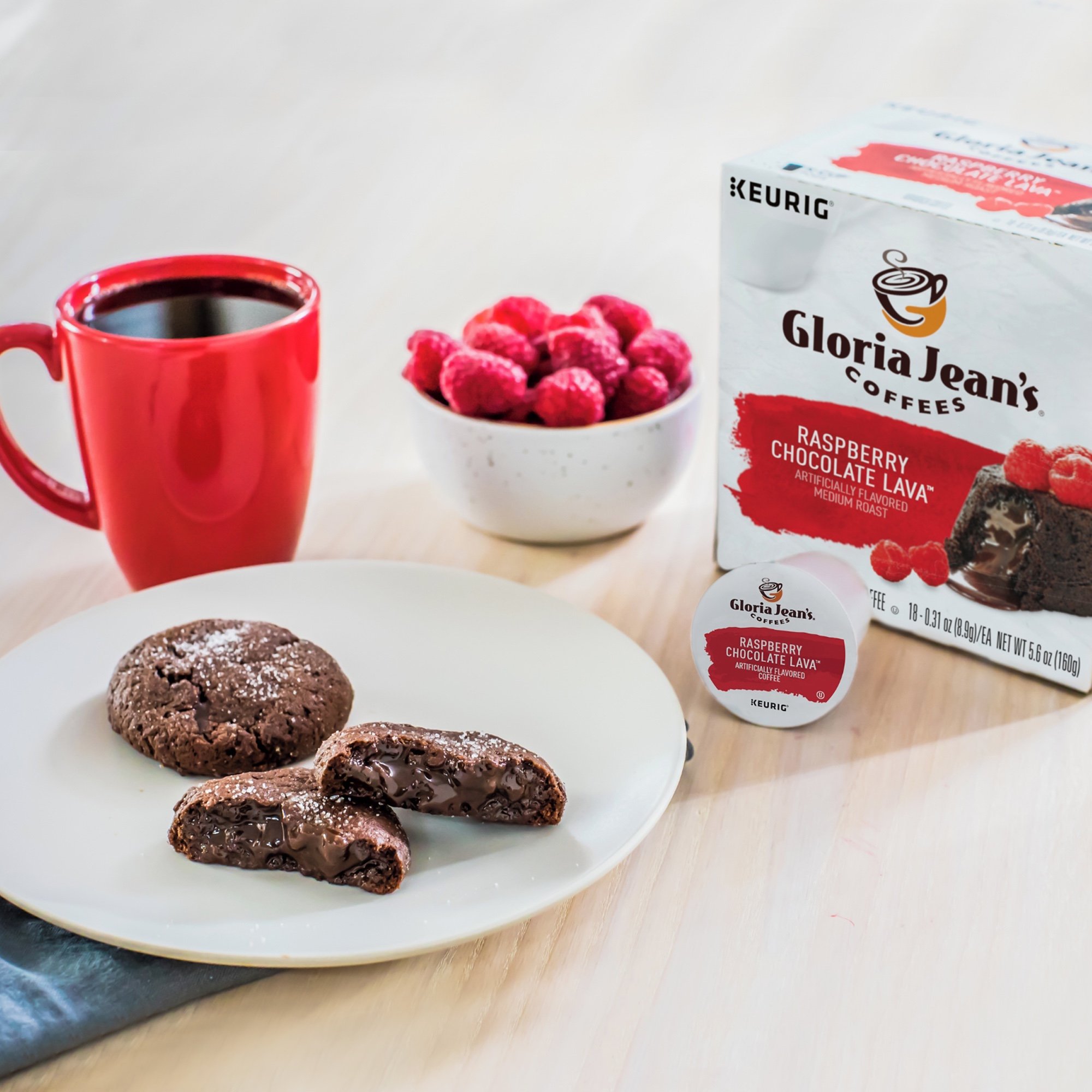 Gloria Jean's Coffees Raspberry Chocolate Lava, Single-Serve Keurig K-Cup Pods, Flavored Medium Roast Coffee, 72 Count