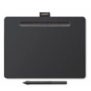 wacom intuos medium bluetooth graphics drawing tablet, portable for teachers, students and creators, 4 customizable expresskeys, compatible with chromebook mac os android and windows - black