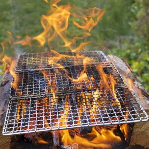 Family 3-Pack - The Original Bushcraft Grill - Welded Stainless Steel High Strength Mesh (Campfire Rated) - Expedition Research LLC, USA