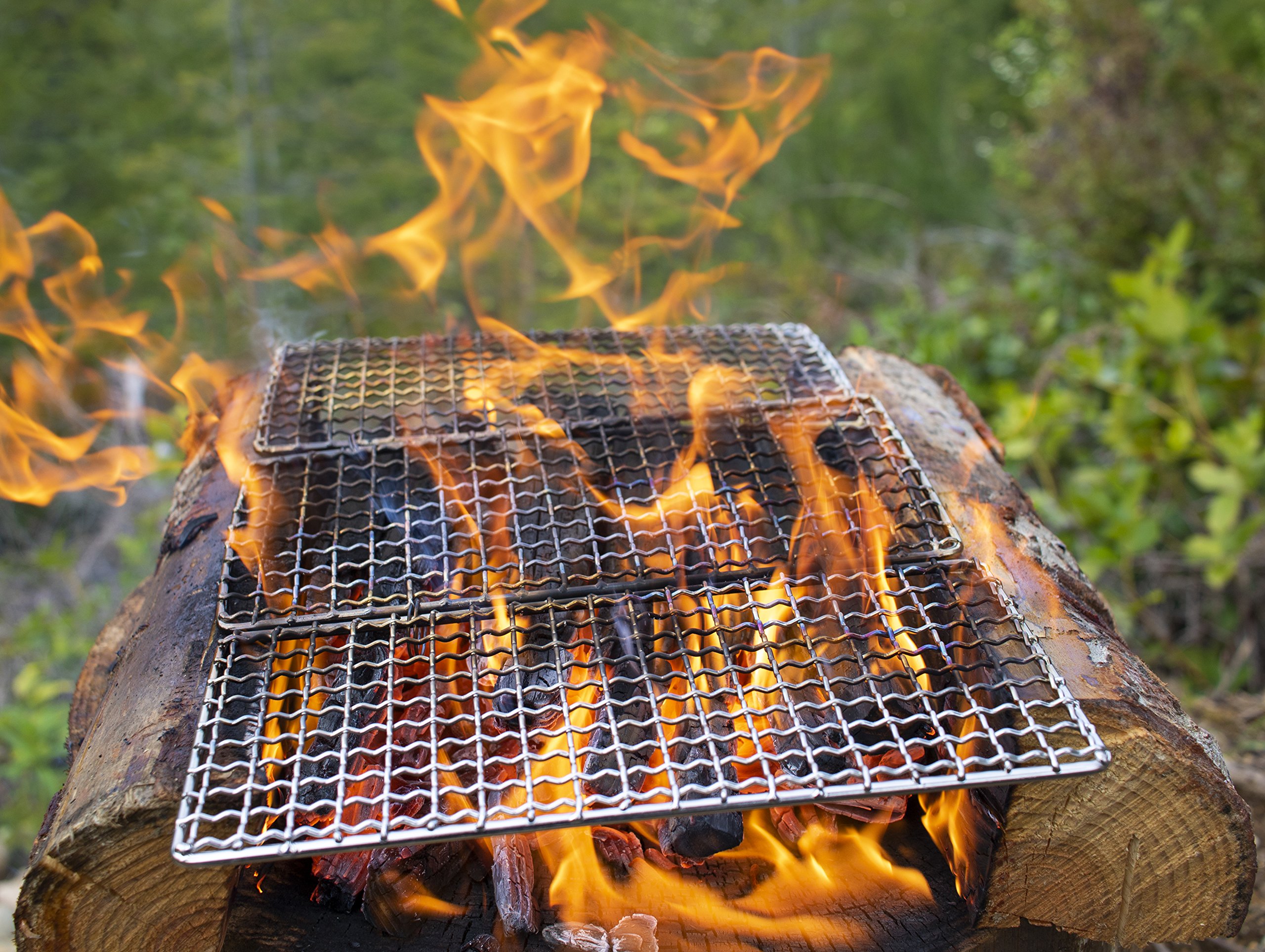 Family 3-Pack - The Original Bushcraft Grill - Welded Stainless Steel High Strength Mesh (Campfire Rated) - Expedition Research LLC, USA