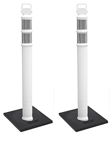 Cortina EZ Grab Delineator 45" Post, 3" Hip Collars with 10 lb Base, 03-747WRBC-2, White, 2 Pack