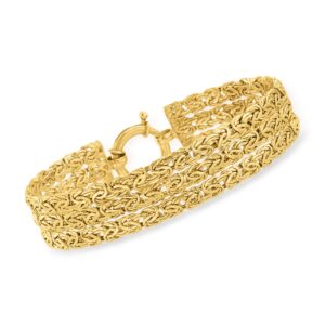 ross-simons 18kt gold over sterling 3-row byzantine bracelet. 8 inches