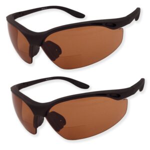 wise eyewear 2 pairs bifocal safety driving sunglasses with reading corner - rubber grip arms (diopter +2.50)