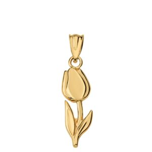 women's fashion 14k yellow gold tulip flower charm pendant