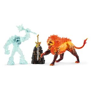 schleich eldrador creatures, mythical creatures toys for kids, battle for the super weapon set with ice monster and lava monster action figures, 4 pieces