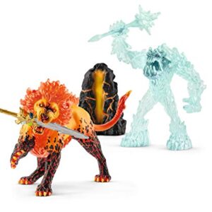 Schleich Eldrador Creatures, Mythical Creatures Toys for Kids, Battle for the Super Weapon Set with Ice Monster and Lava Monster Action Figures, 4 Pieces