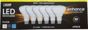 feit electric dimmable led br 30 flood 65w soft white, 6 count