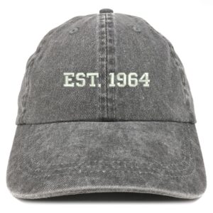 trendy apparel shop est 1964 embroidered - 60th birthday gift pigment dyed washed cap - black