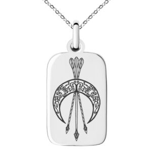 tioneer stainless steel artemis greek goddess of moon symbol small rectangle dog tag charm pendant necklace