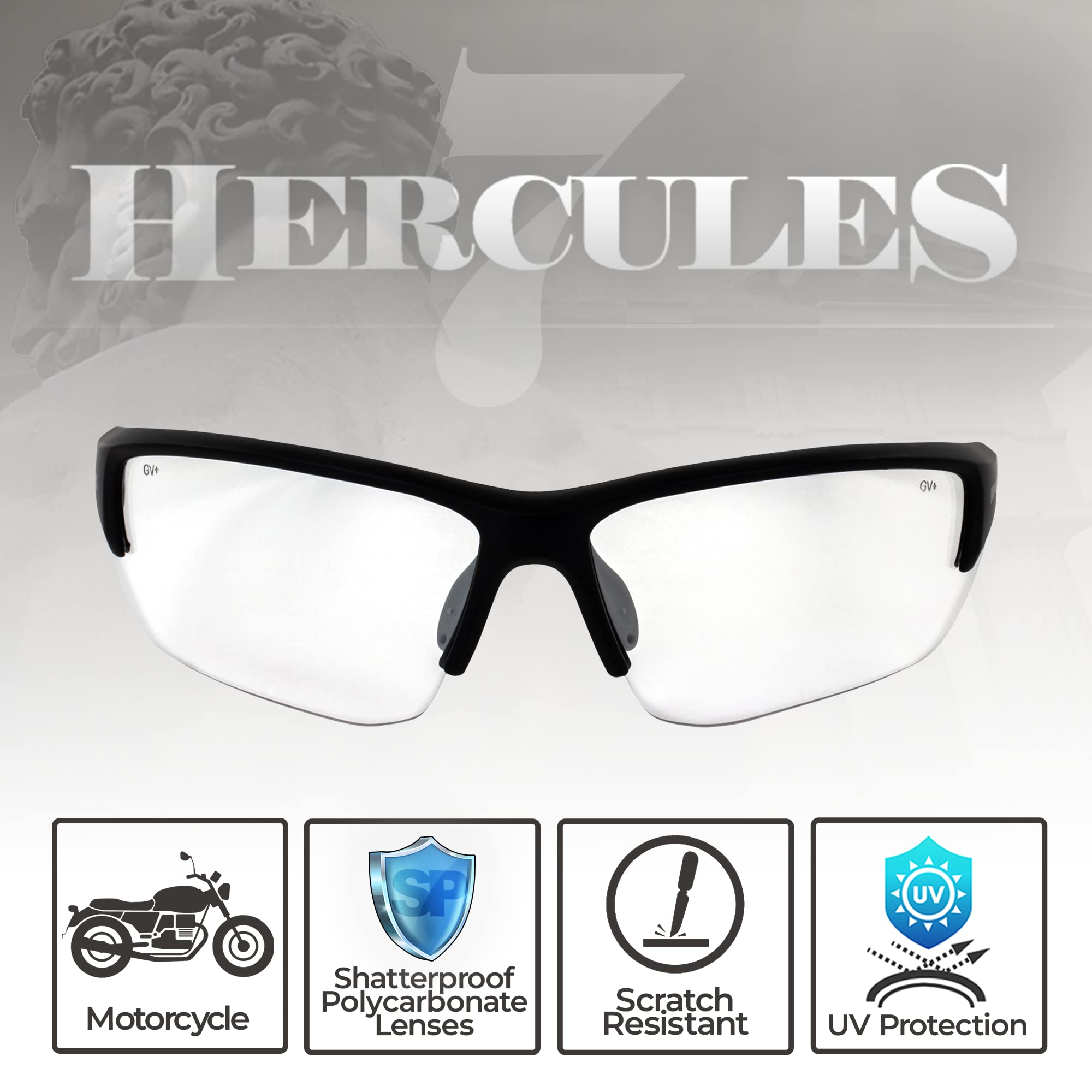 Global Vision Eyewear Hercules 7 Safety Glasses Black Frame (Clear)