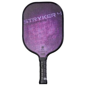 onix graphite stryker pickleball paddle features oversized, nomex, paper honeycomb core, and graphite face