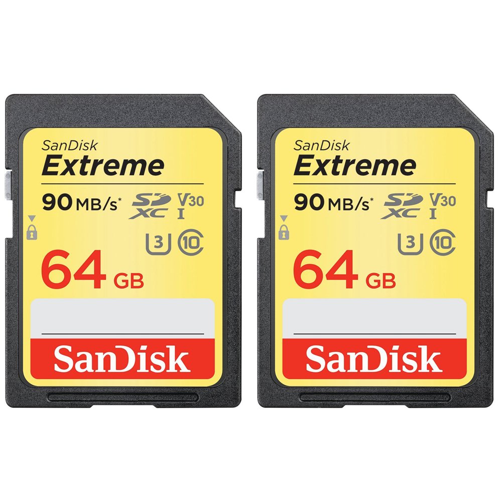 SanDisk SDSDXVE-064G-ANCIN 64GB Extreme SDXC Memory UHS-I Card 2-Pack