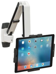 displays2go, extendable wall mounted tablet mount, aluminum construction – white, black (iproflxwda)