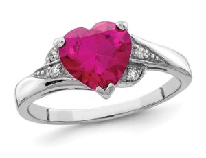 gem and harmony lab-created ruby heart promise ring in sterling silver