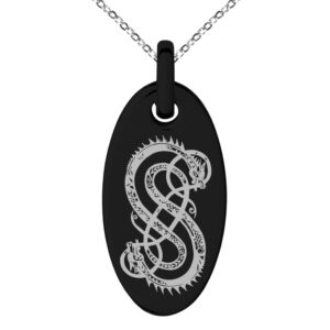 tioneer black stainless steel god of mischief loki viking norse symbol small oval charm pendant necklace