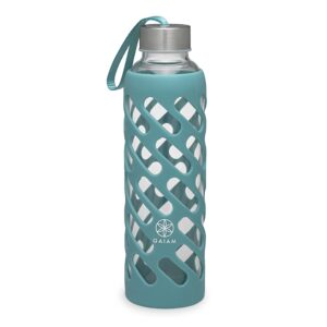 gaiam water bottle sure-grip glass bottle with protective silicone sleeve, viridian, 20 oz