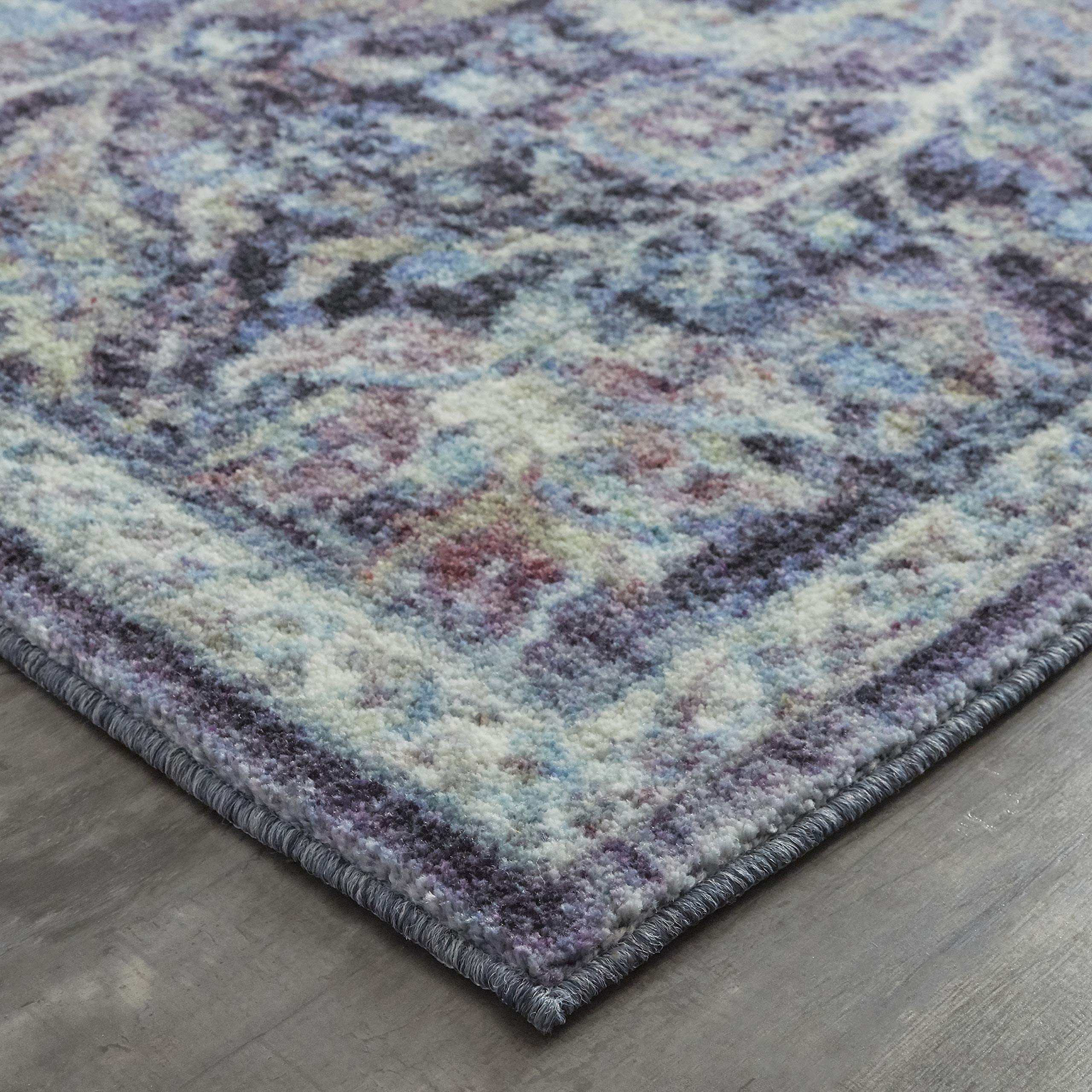 Mohawk Home Prismatic Elizabeth Medium Blue Distressed Boho Precision Printed Area Rug, 8'x10',