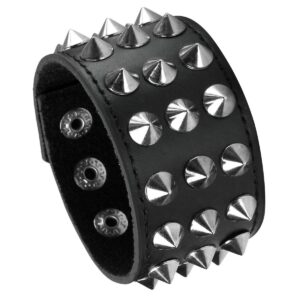 eigso punk leather cuff studded bracelet for men women retro vintage 80s wristbands for man woman rock metal wristlet for man woman