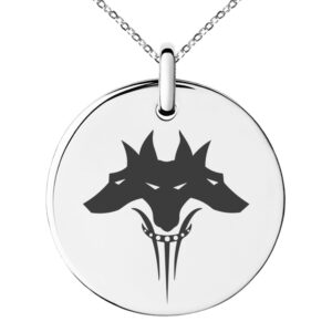 tioneer stainless steel greek mythology cerberus symbol small medallion circle charm pendant necklace