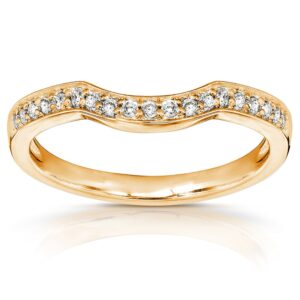 kobelli round diamond curved wedding band 1/6 carat (ctw) in 14k gold, size 7.5, yellow gold