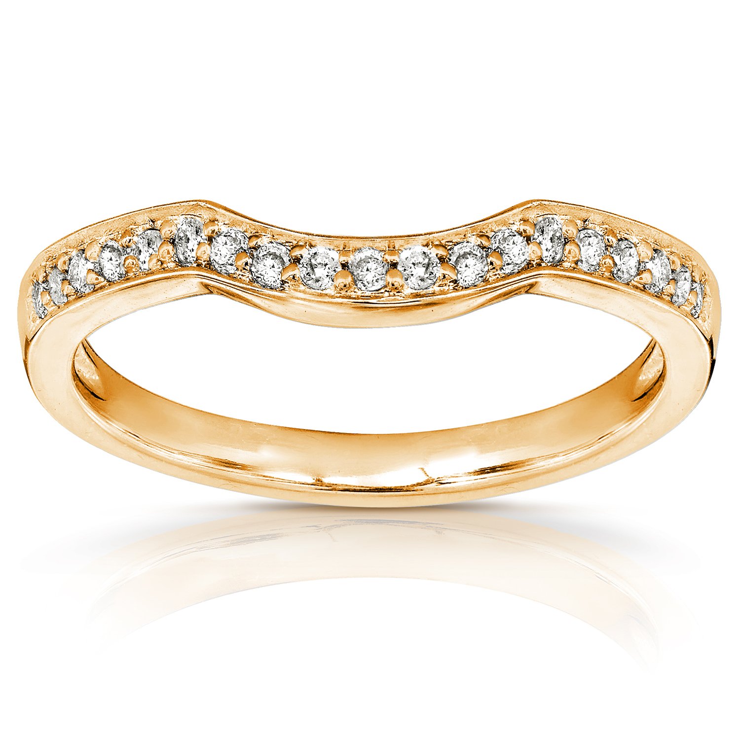 Kobelli Round Diamond Curved Wedding Band 1/6 carat (ctw) in 14K Gold, Size 7.5, Yellow Gold