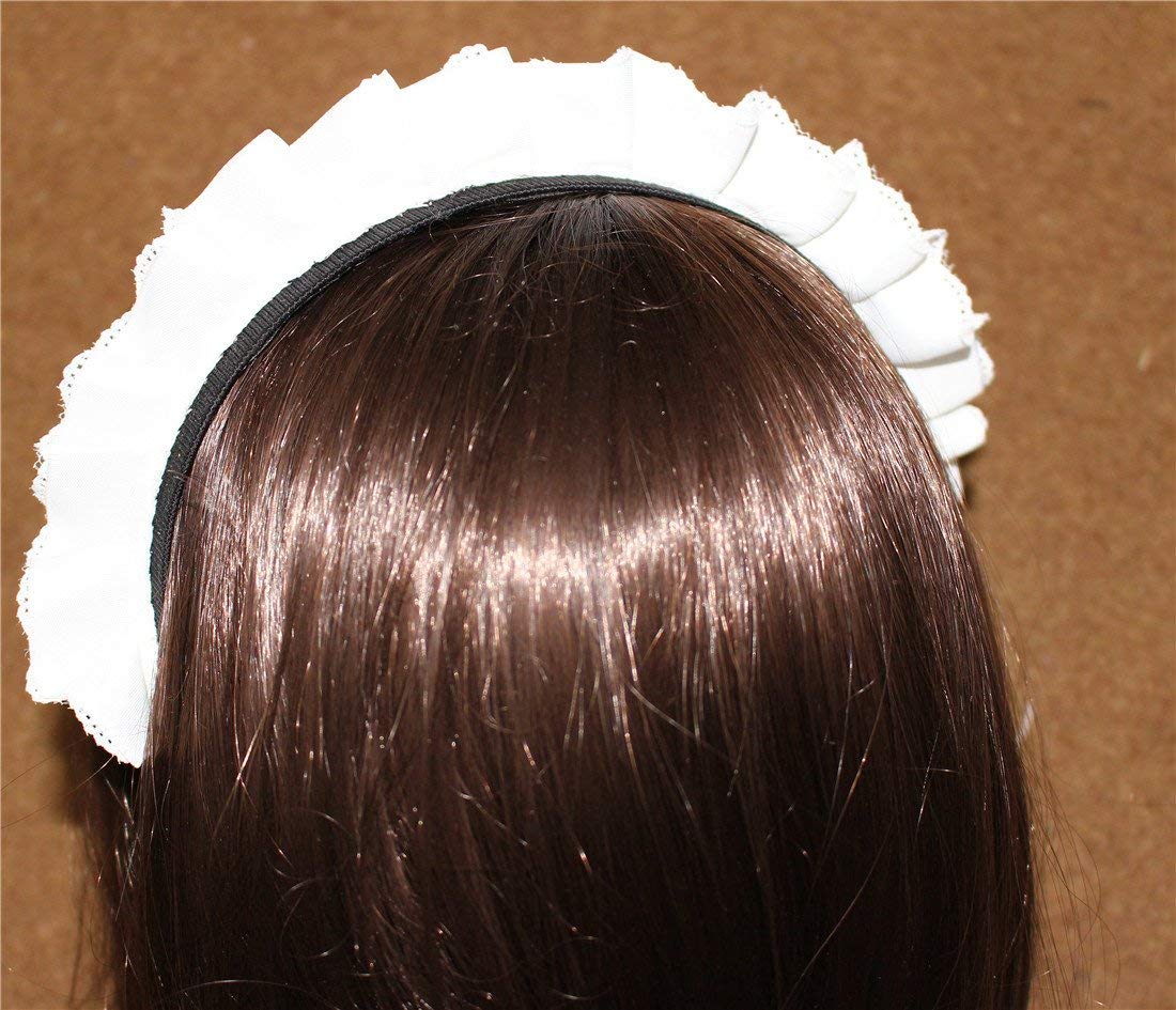 MAYSONG Women's Maid Cosplay Hair Hoop Gothic Headband white