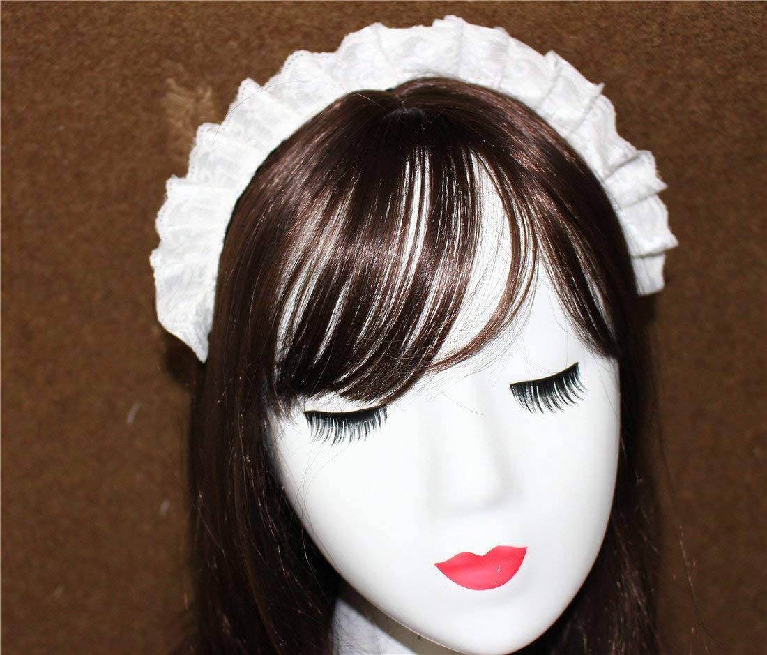 MAYSONG Women's Maid Cosplay Hair Hoop Gothic Headband white