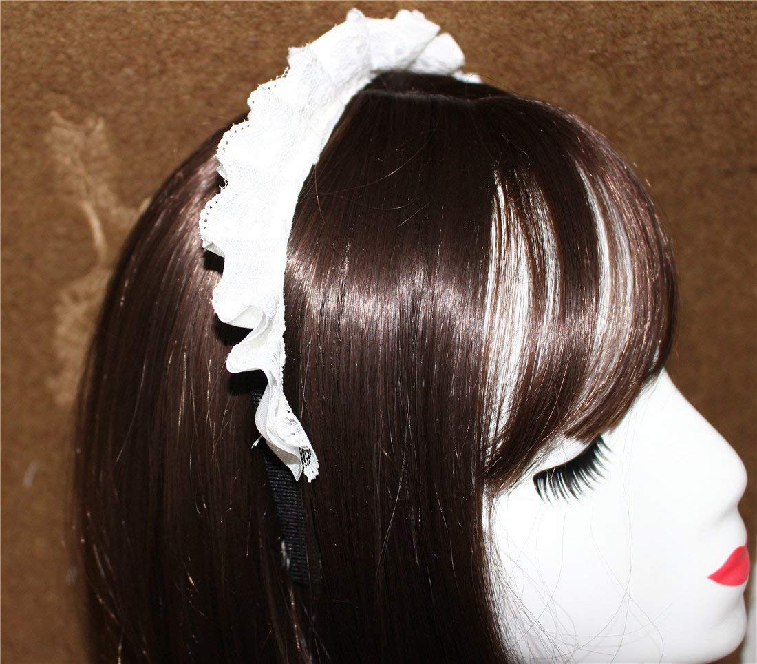 MAYSONG Women's Maid Cosplay Hair Hoop Gothic Headband white