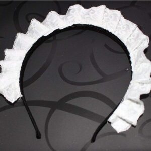 MAYSONG Women's Maid Cosplay Hair Hoop Gothic Headband white