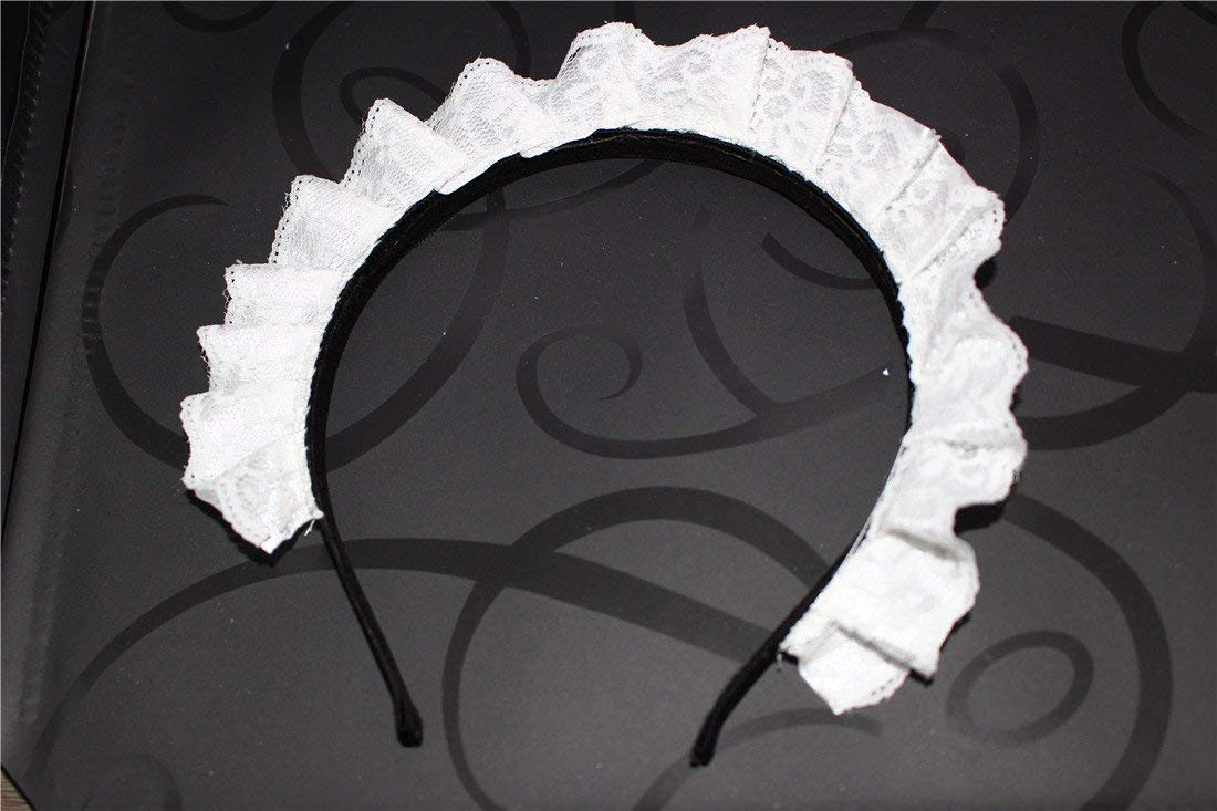 MAYSONG Women's Maid Cosplay Hair Hoop Gothic Headband white