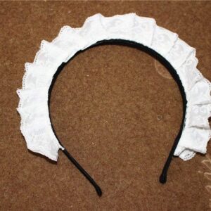 MAYSONG Women's Maid Cosplay Hair Hoop Gothic Headband white