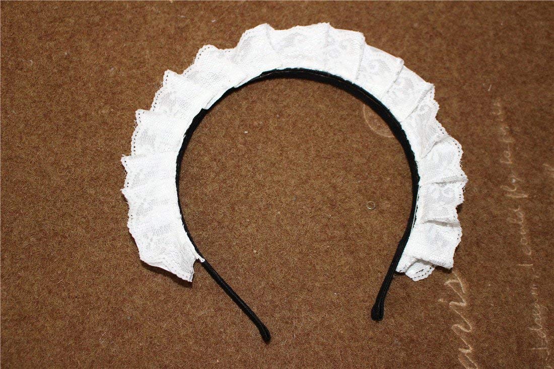 MAYSONG Women's Maid Cosplay Hair Hoop Gothic Headband white