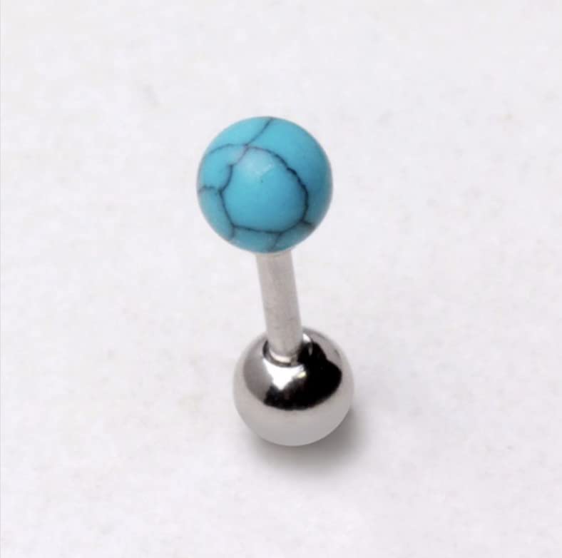 Amelia Fashion 16 Gauge Turquoise Stone Tragus/Cartilage Earring Stud 316L Surgical Steel (Turquoise)