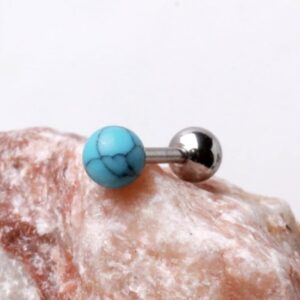 Amelia Fashion 16 Gauge Turquoise Stone Tragus/Cartilage Earring Stud 316L Surgical Steel (Turquoise)