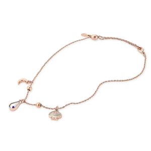 alex and ani adjustable anklet for women, summer oceanside beach multi-charm, shiny rose gold finish, 11.5 in